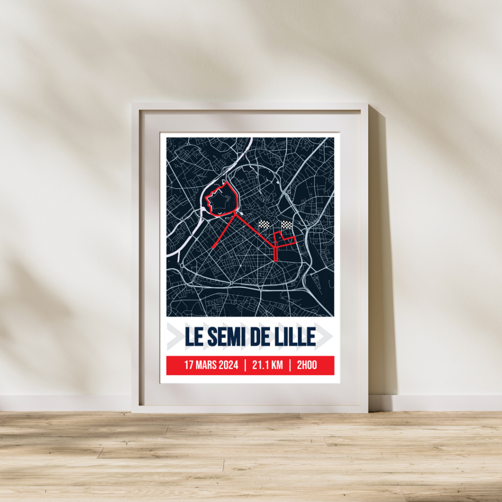 Affiche carte du semi de Lille 2024 | Affiche Map