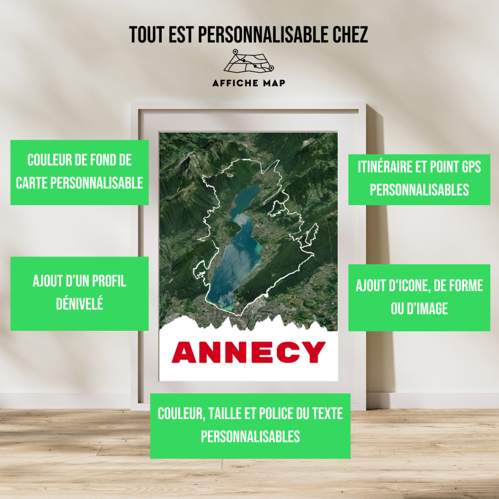 Affiche carte de la ville d'Annecy | Affiche Map